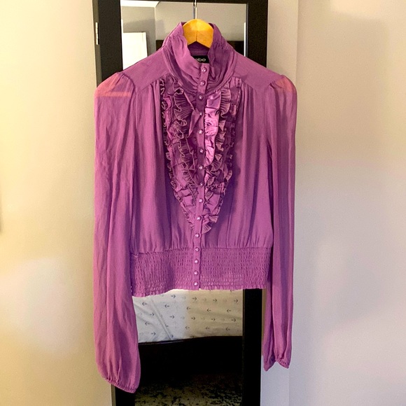 bebe | Tops | Bebe Purple 0 Silk Longsleeve Womens Blouse | Poshmark